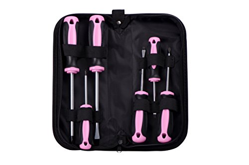 6-Piece Pink Power Screwdriver Set w/Tool Bag – Pink and Caboodle