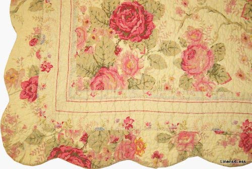 Antique Rose & Ivory Quilted Throw Blanket for Full Size Bed – Pink and ...